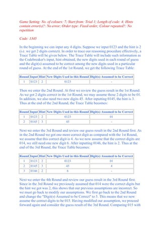TUTORIAL ON MASTERMIND CODEBREAKING STRATEGY | DOCX