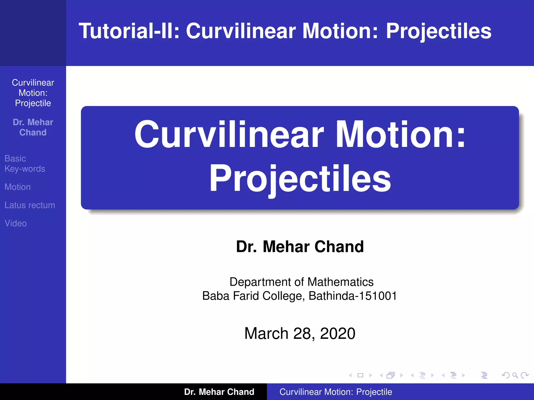 Tutorial 2 Curvilinear Motion Projectiles Ppt 3934
