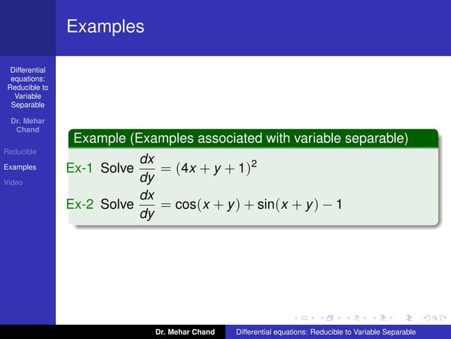 Tutorial 2 Differential Equations Reducible To Variable Separable Pdf