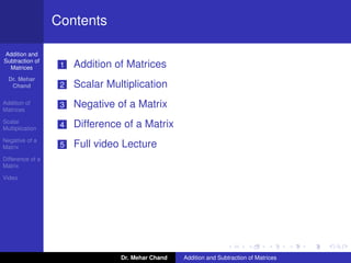 Tutorial 3: Matrices-Addition and Subtraction of Matrices | PPT