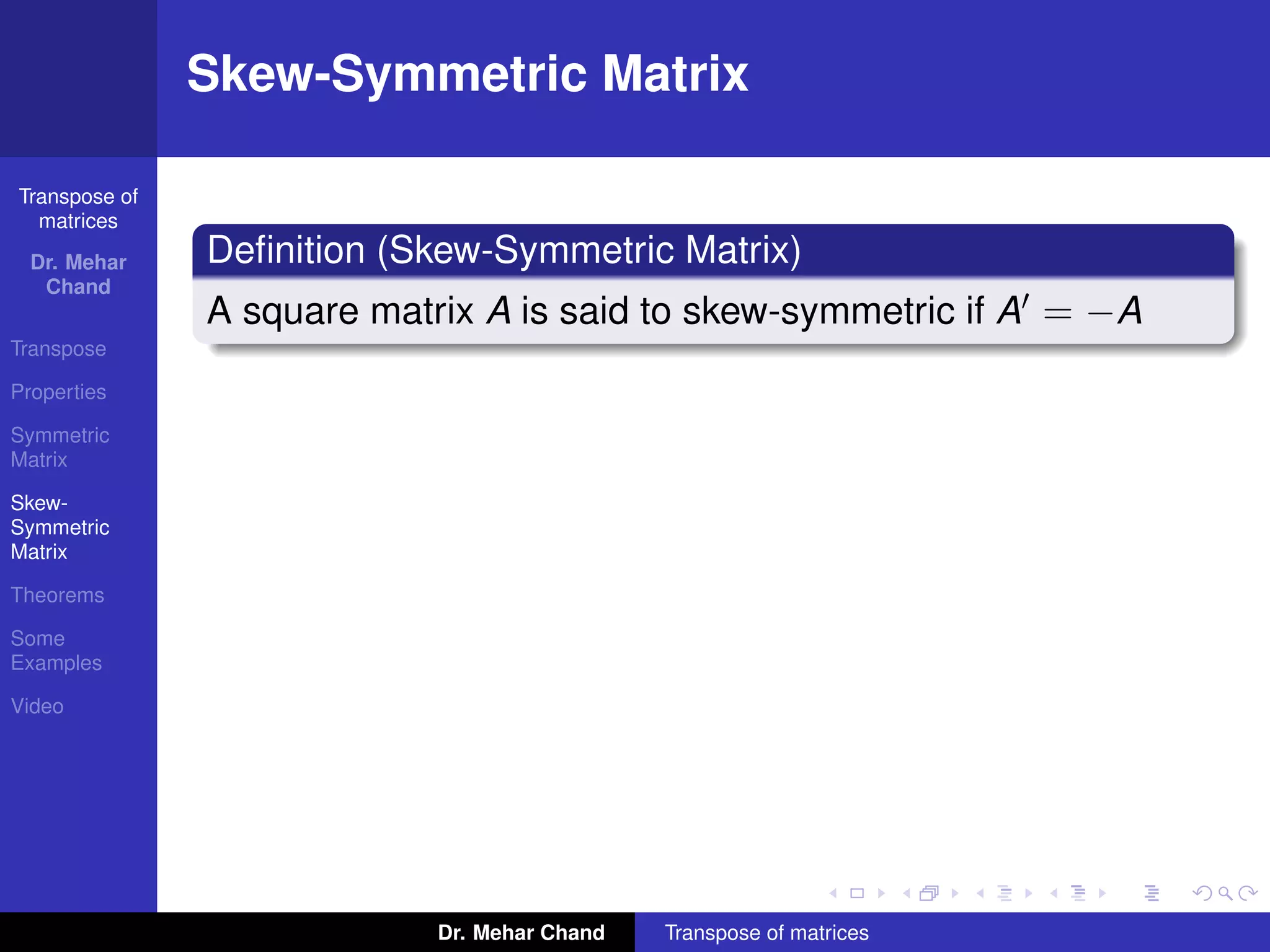 Tutorial 7: Transpose of matrices and Its properties | PDF