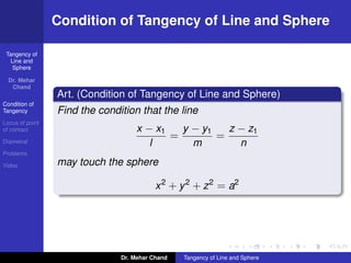 Tutorial 9 Tangency of Line and Sphere | PDF
