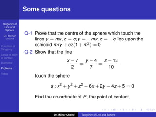 Tutorial 9 Tangency of Line and Sphere | PPT