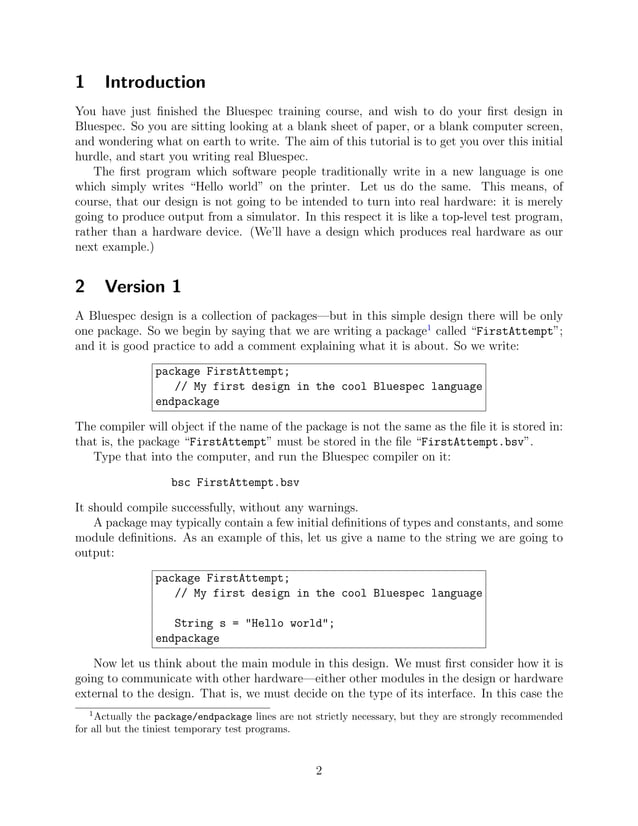 Bluespec Tutorial Helloworld | PDF