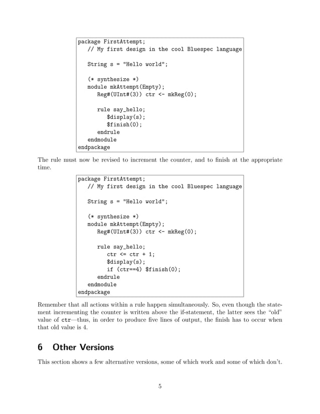 Bluespec Tutorial Helloworld | PDF