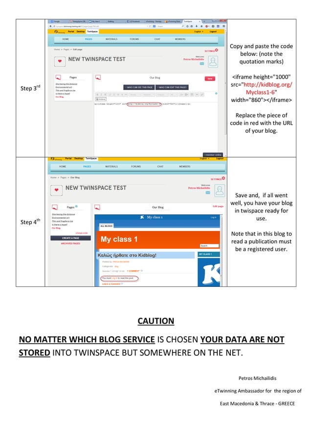 Tutorial - How to embed an external blog into new Twinspace | PDF
