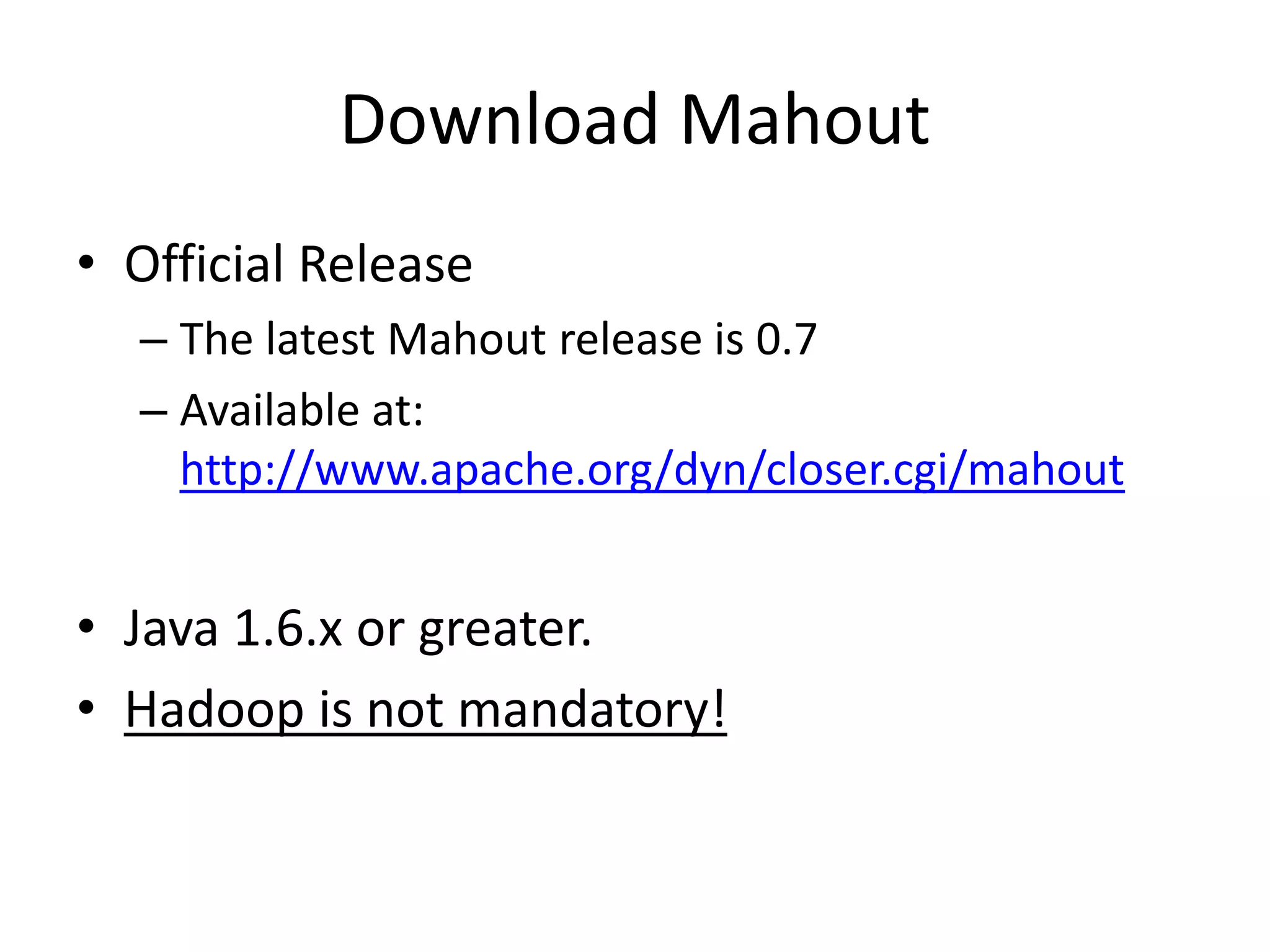 Tutorial Mahout - Recommendation | PPT