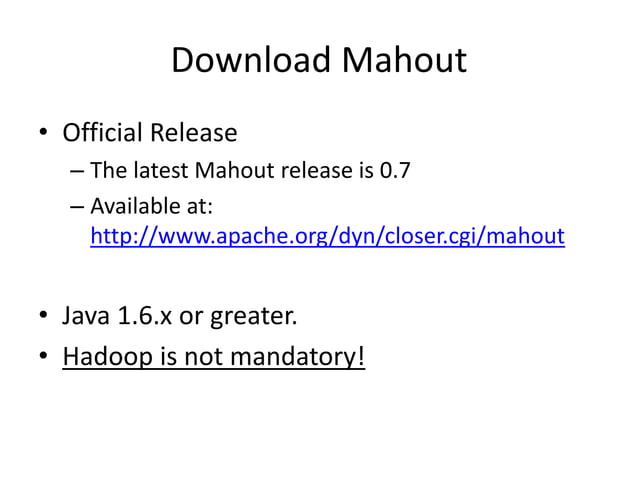 Tutorial Mahout - Recommendation | PPT