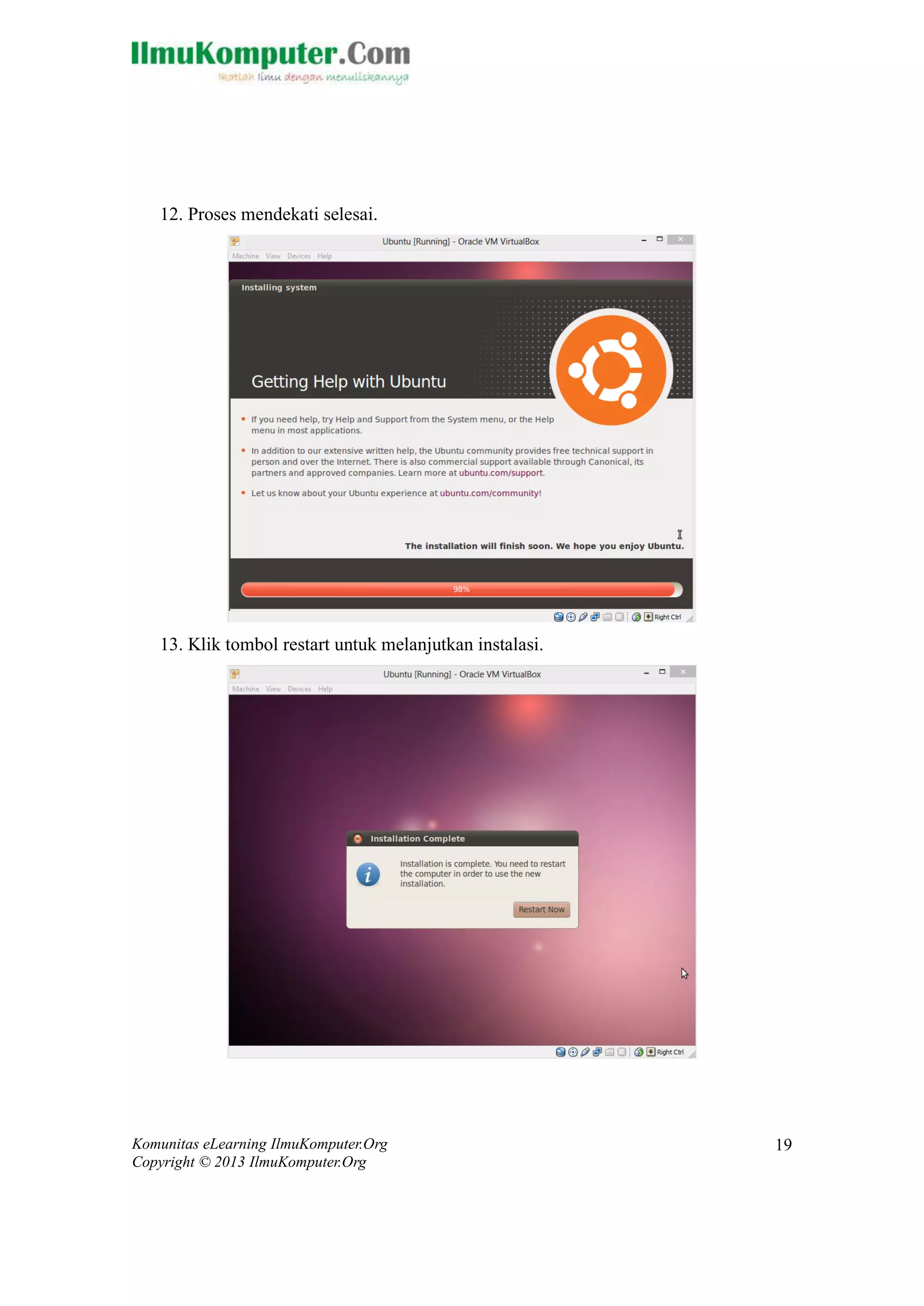 Tutorial menginsall-ubuntu-di-virtual box | PDF