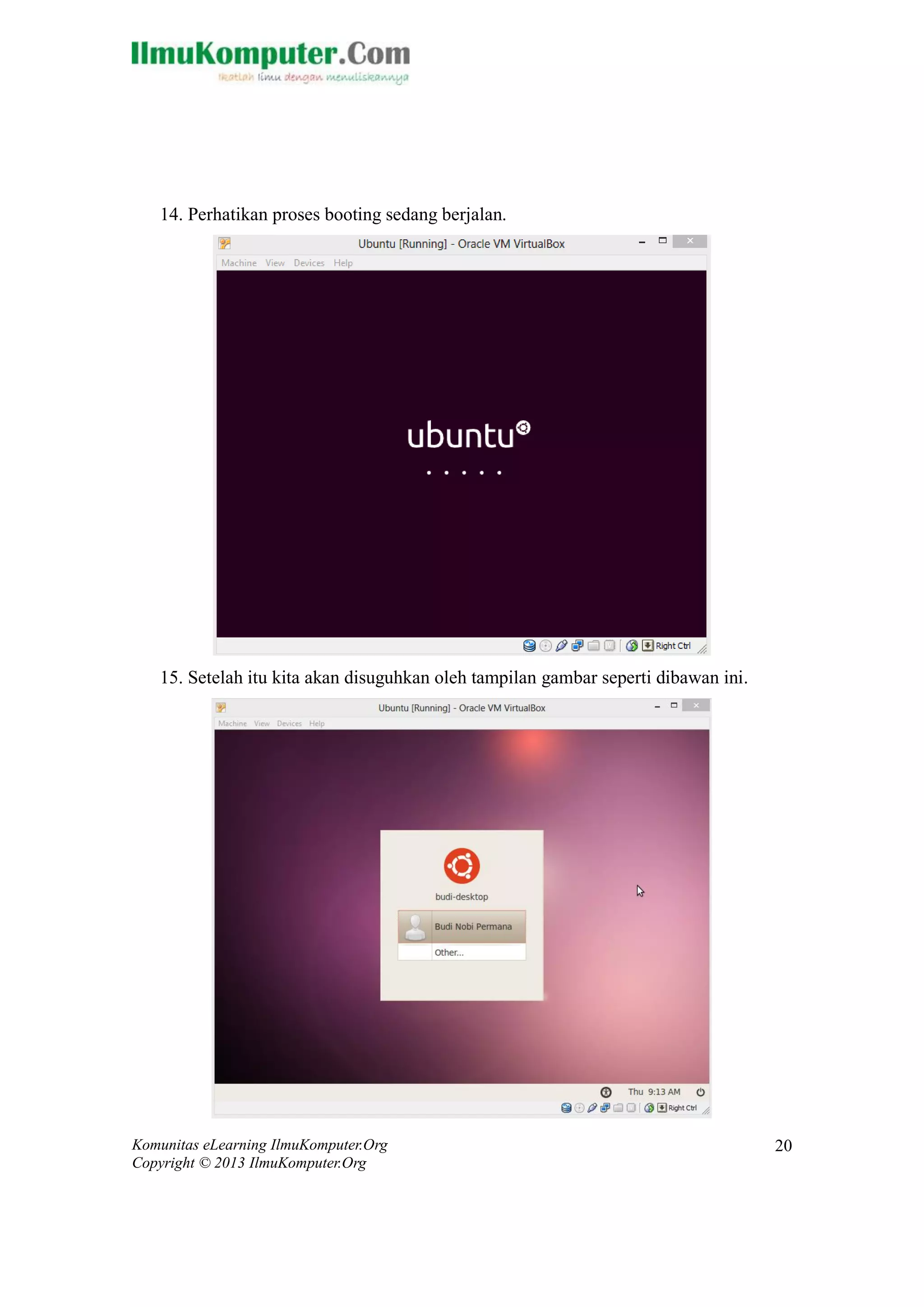 Tutorial menginsall-ubuntu-di-virtual box | PDF