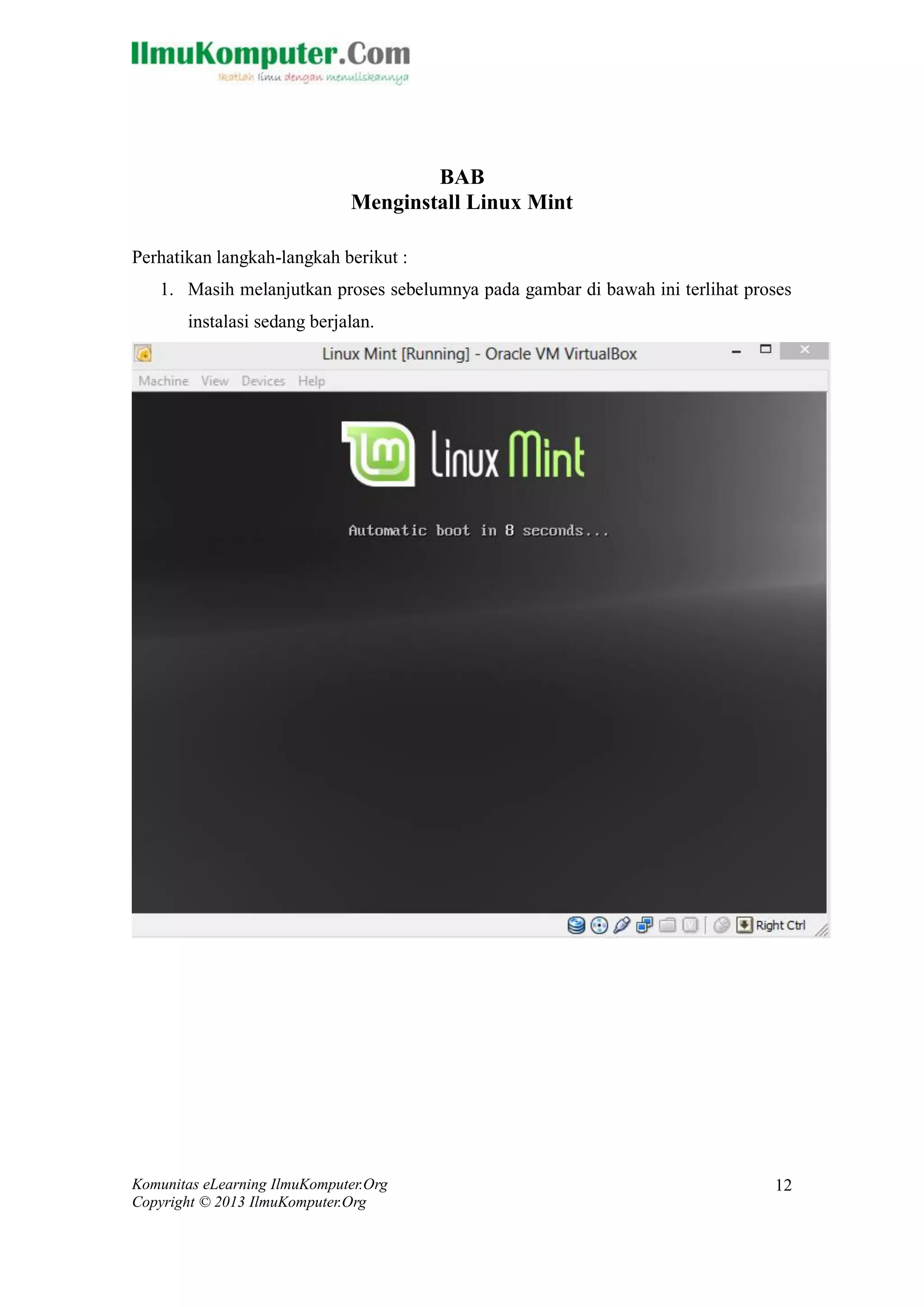 Tutorial menginstall-linux-mint-di-virtual box | PDF