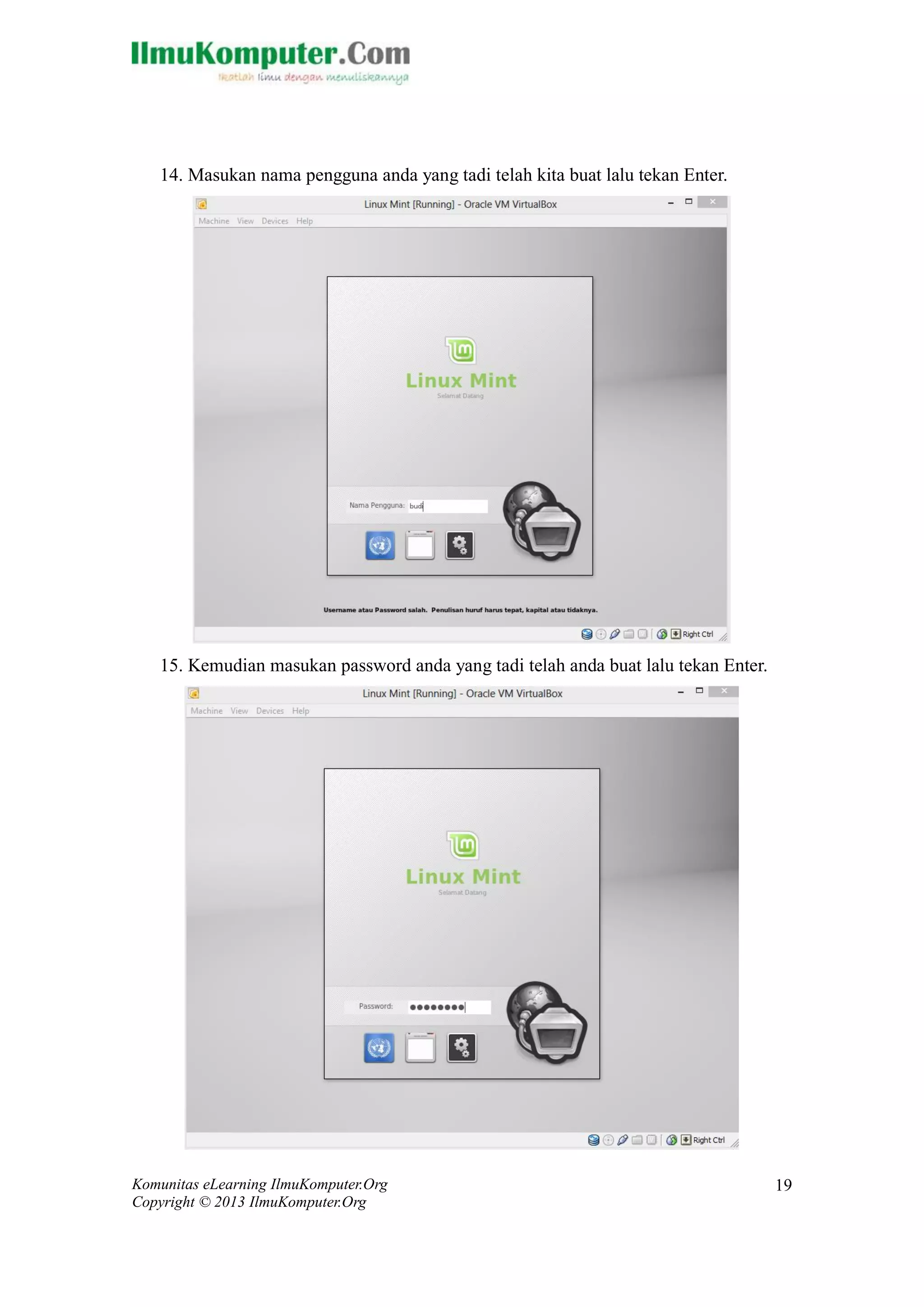 Tutorial menginstall-linux-mint-di-virtual box | PDF