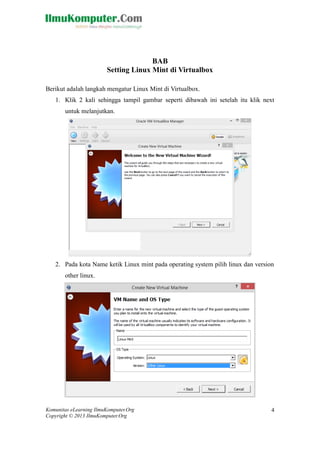 Tutorial menginstall-linux-mint-di-virtual box | PDF