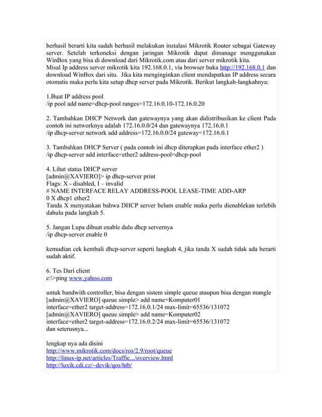 Tutorial Mikrotik | PDF