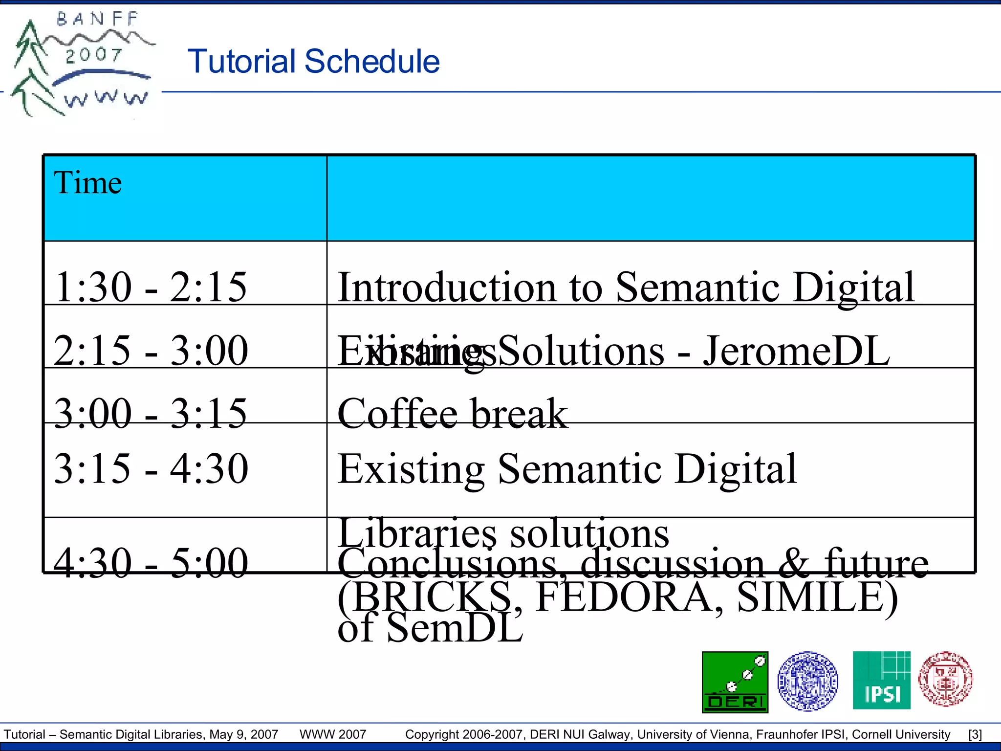 Tutorial on Semantic Digital Libraries (WWW'2007) | PPT | Free Download