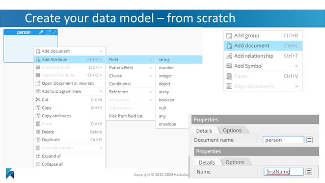 Hackolade Tutorial - part 4 - Create your first data model | PPT