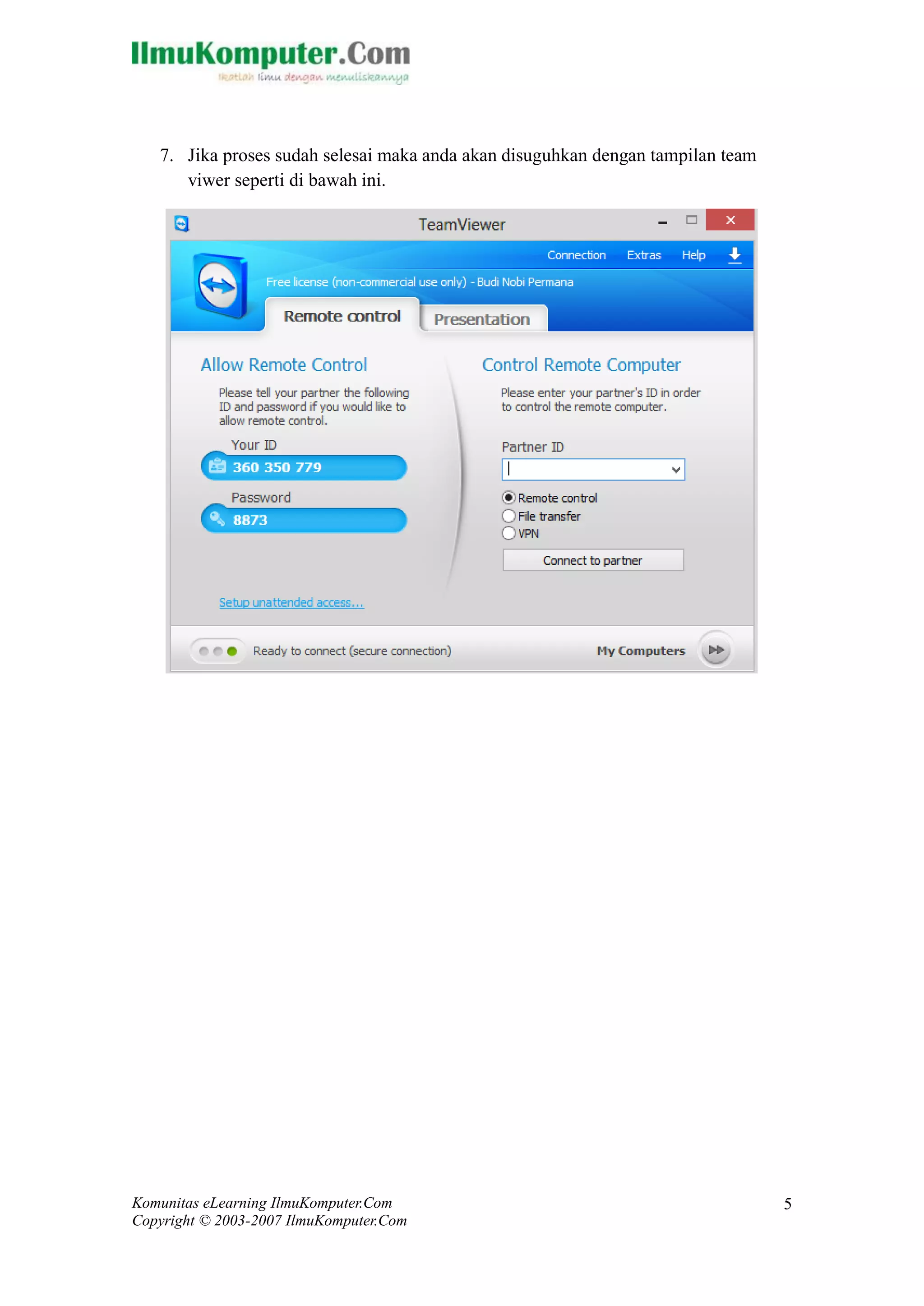 Tutorial remote-desktop-dengan-team-viewer | PDF