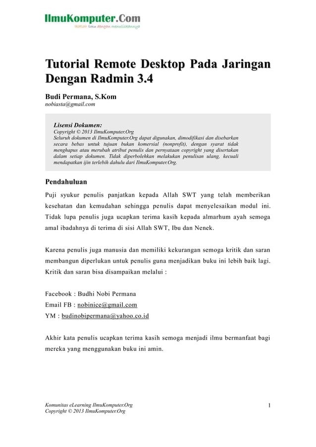 Tutorial remote-desktope-pada-jaringan-dengan-radmin-3.4 | PDF