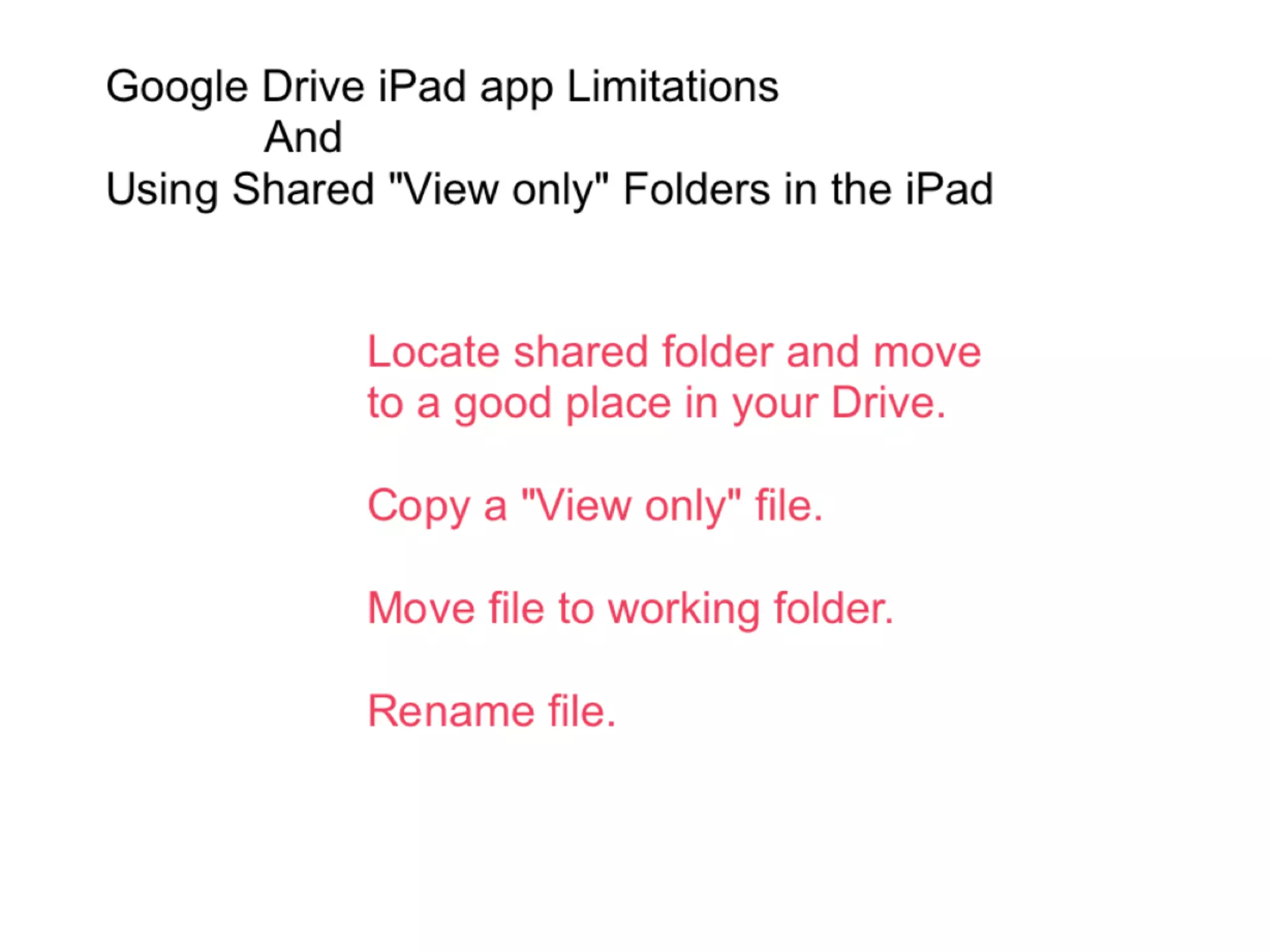 iPad & Google Drive App: Shared View Only Folders and Copying Files | PPT