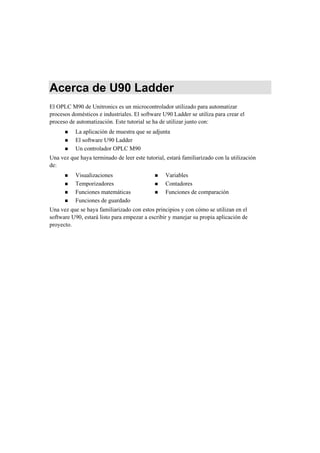 Tutorial del software U90Ladder para programar OPLC Unitronics | PDF