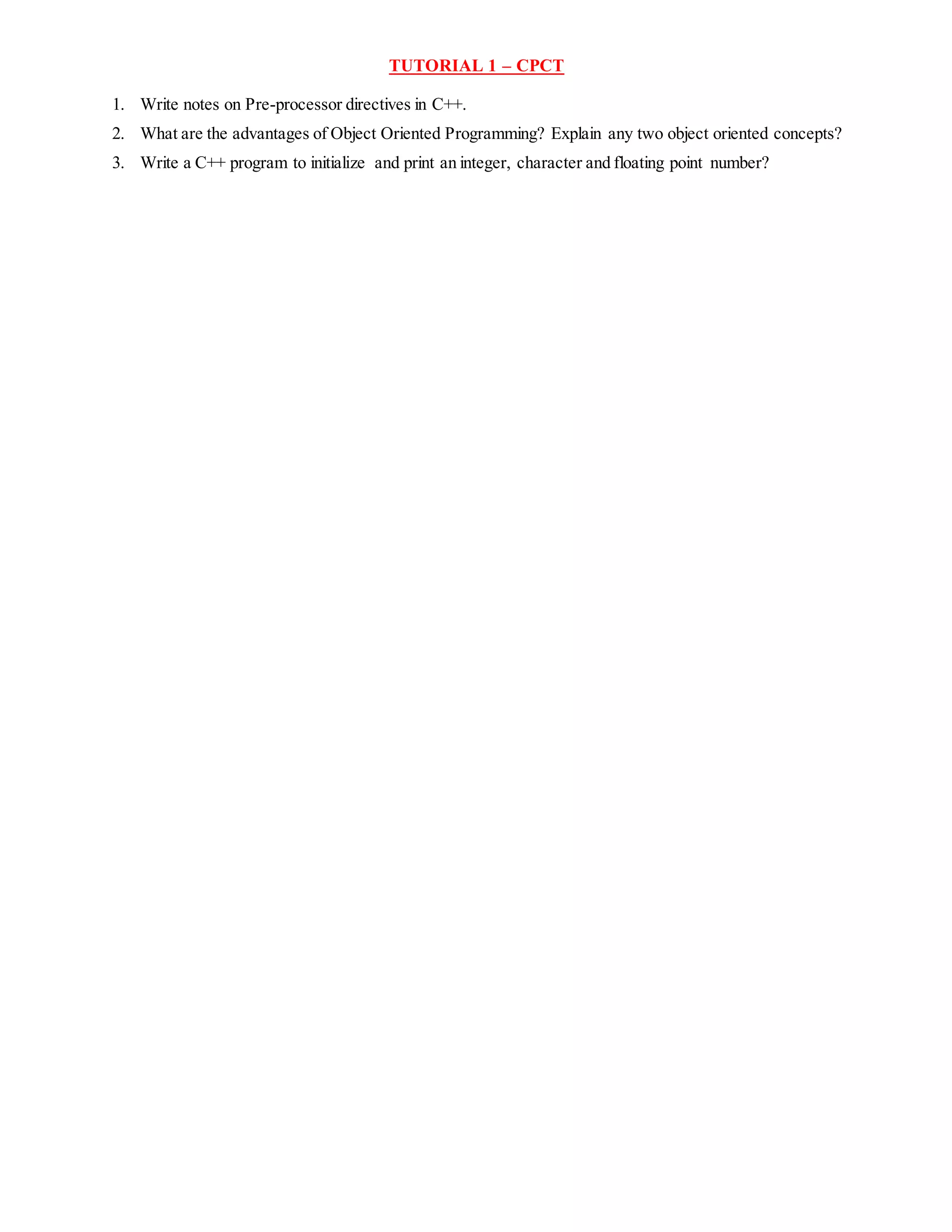 Tutorial 1 | DOCX | Programming Languages | Computing