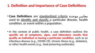 Tutorial 1.pptx case definition in outbreak investigation | PPTX
