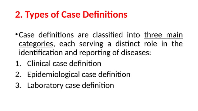 Tutorial 1.pptx case definition in outbreak investigation | PPT | Free ...