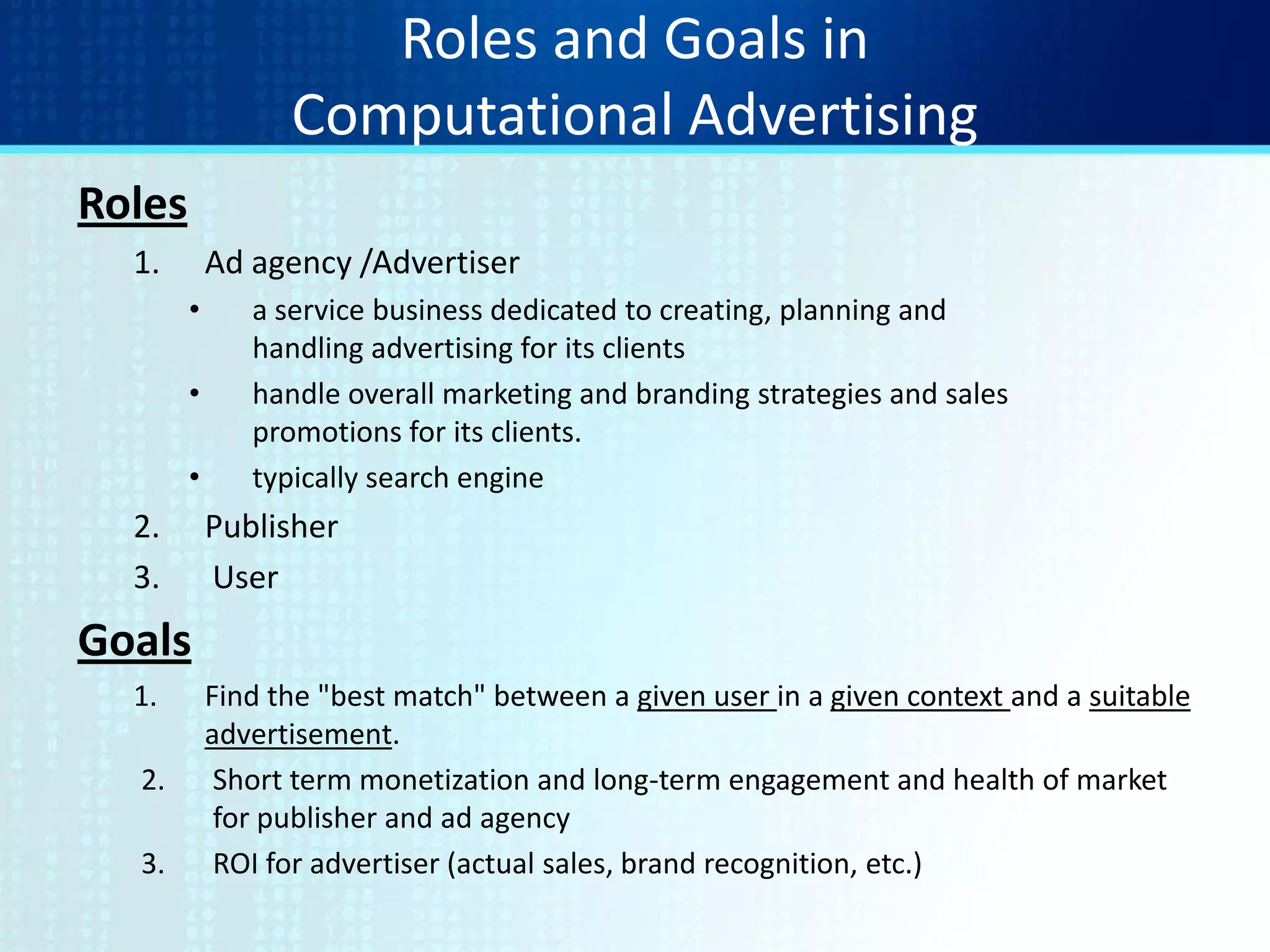 Tutorial 10 (computational advertising) | PDF
