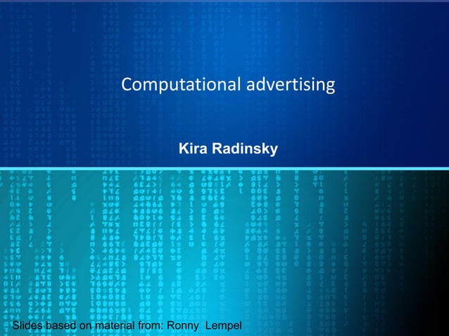 Tutorial 10 (computational advertising) | PDF