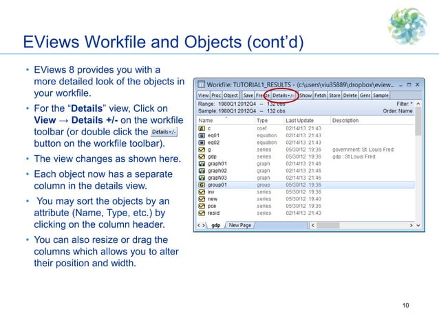 Tutorial1 eviews_basics | PPT