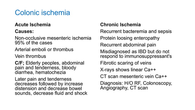 Ischemic bowel disease | PPTX | Digestive Disorders | Diseases and ...