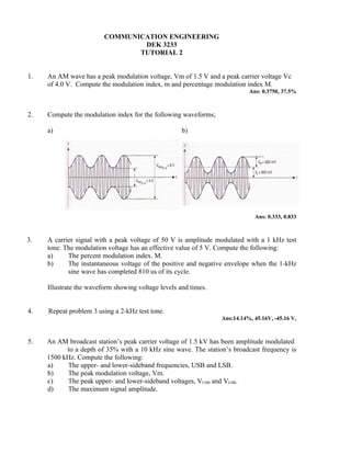 Tutorial 2 amplitude modulation | PDF