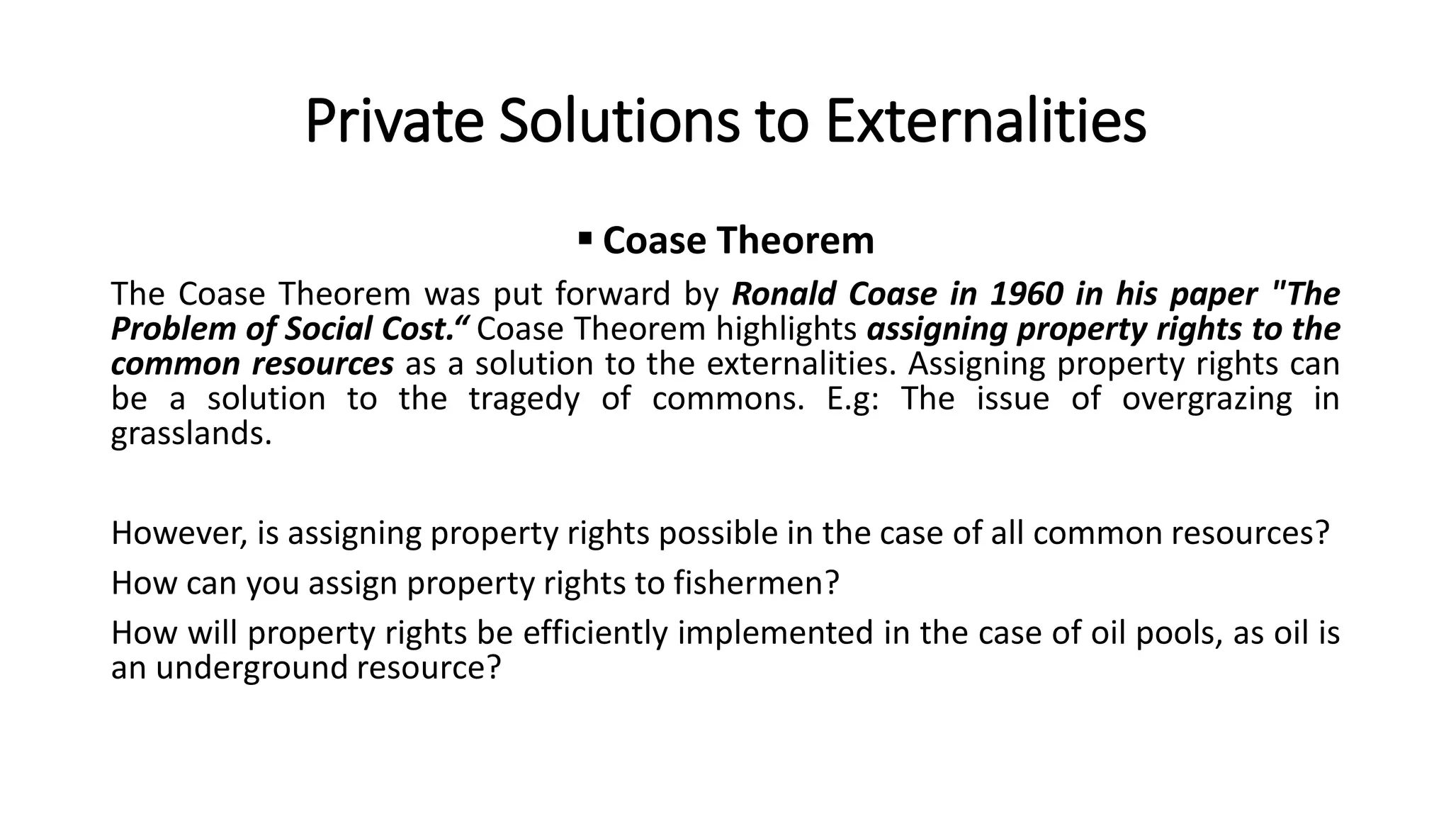 Tutorial 2 Externalities, tragedy of commons, solutions to ...