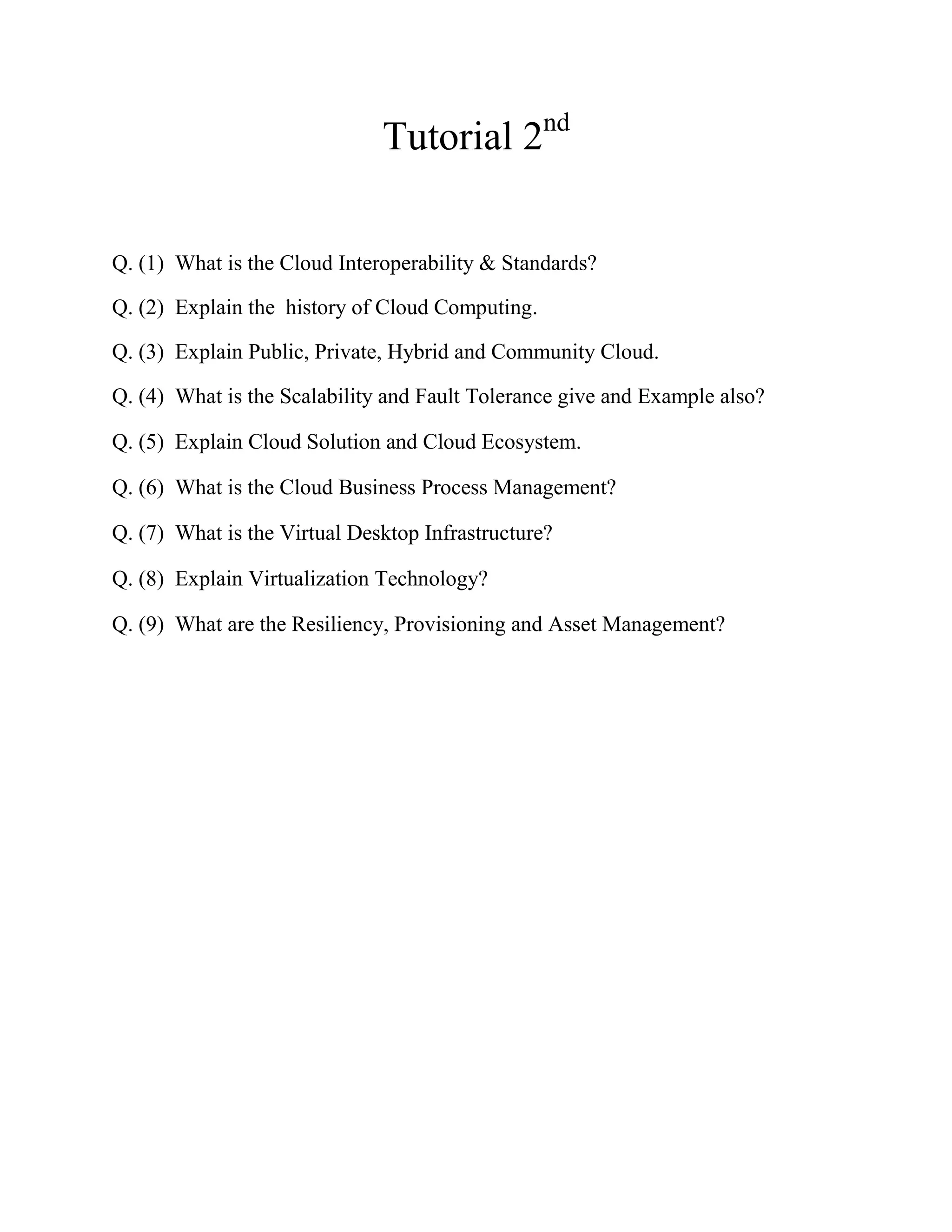 Tutorial 2nd cloud computing (IT-702) | DOCX