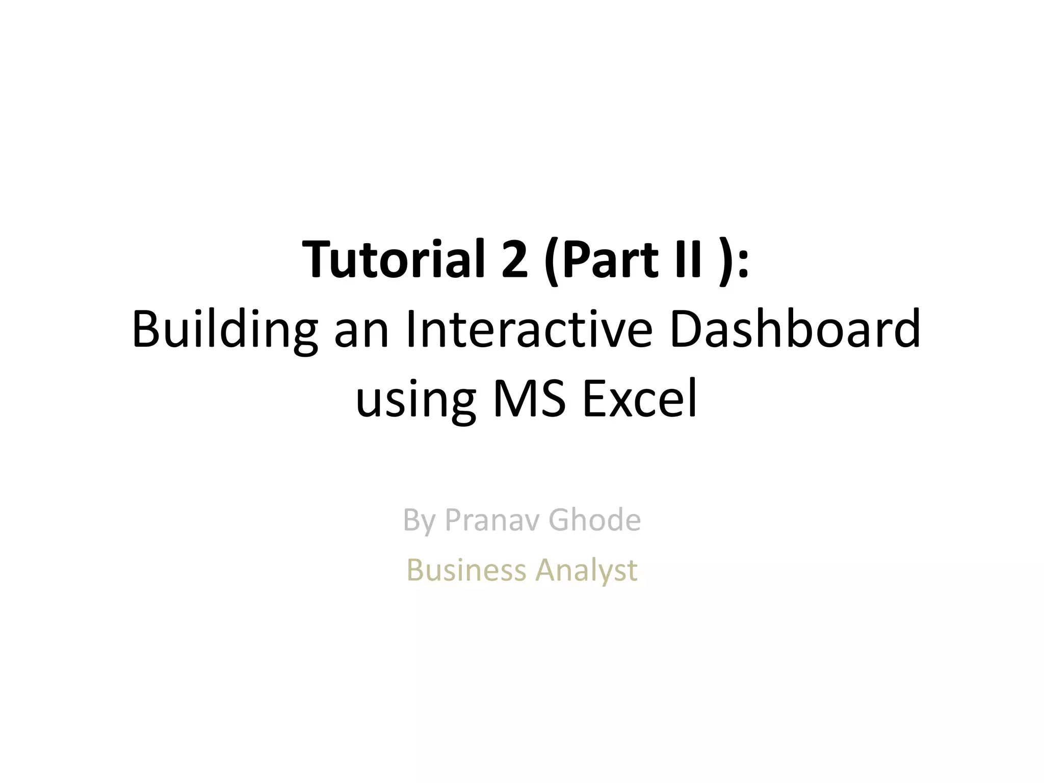 An Interactive Dashboard - Part 2 | PPTX