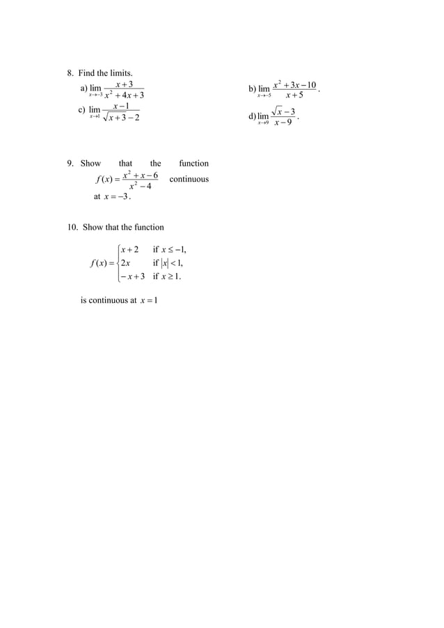 Calculus :Tutorial 3 | PDF