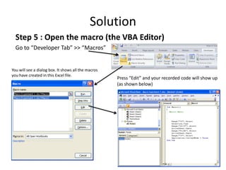 A Quick Simple MS Excel Macro | PPTX