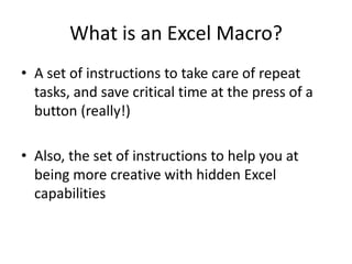 A Quick Simple MS Excel Macro | PPTX