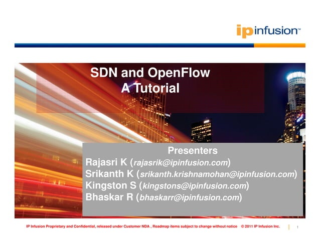 Tutorial on SDN and OpenFlow | PDF