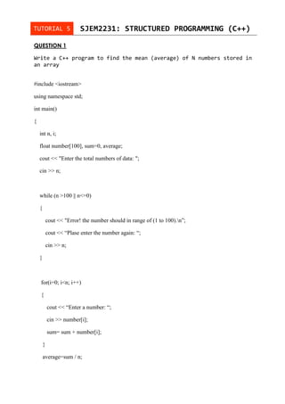 C++ TUTORIAL 5 | PDF | Programming Languages | Computing