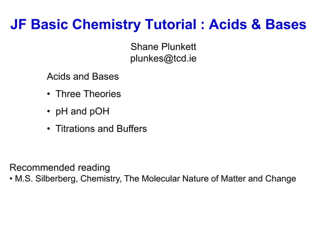 Tutorial 6 - Acids and Bases.ppt | Chemistry | Science