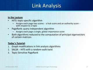 Tutorial 7 (link analysis) | PPT