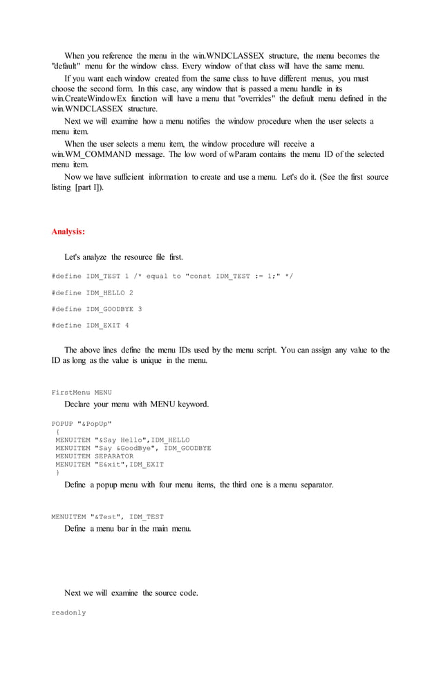 Tutorial 8 menu | PDF