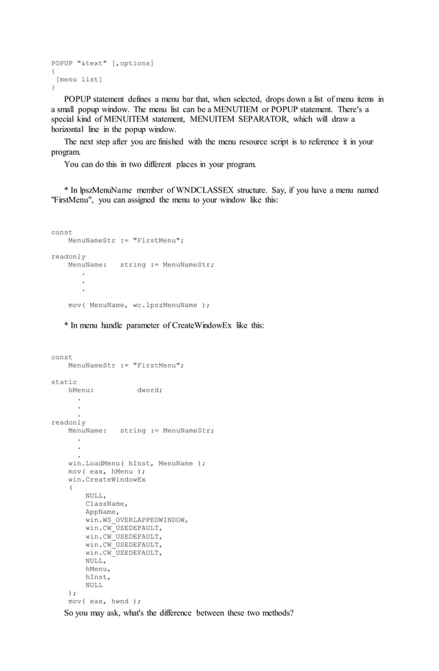 Tutorial 8 menu | PDF