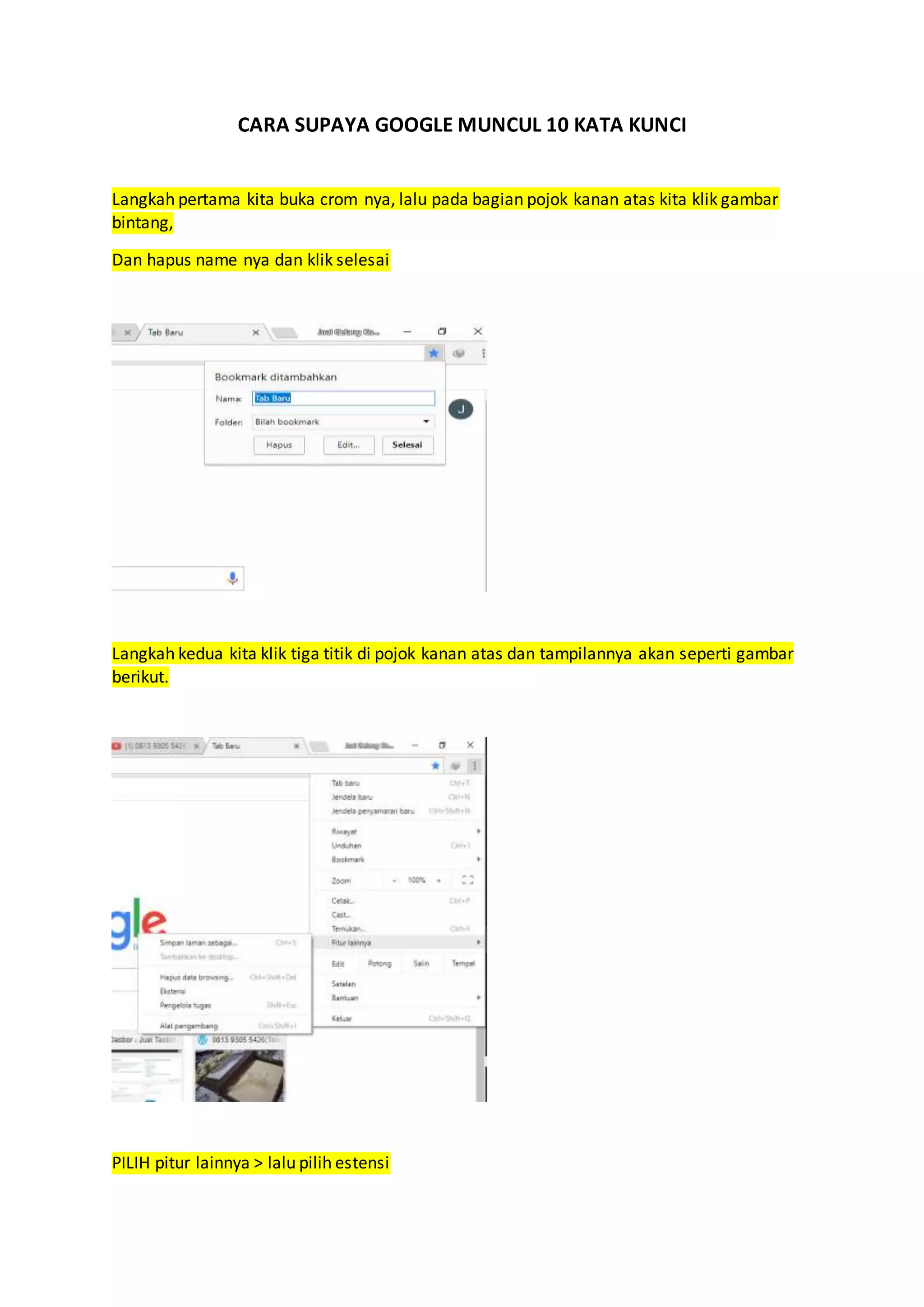 Tutorial agar google muncul 10 kata kunci | PDF