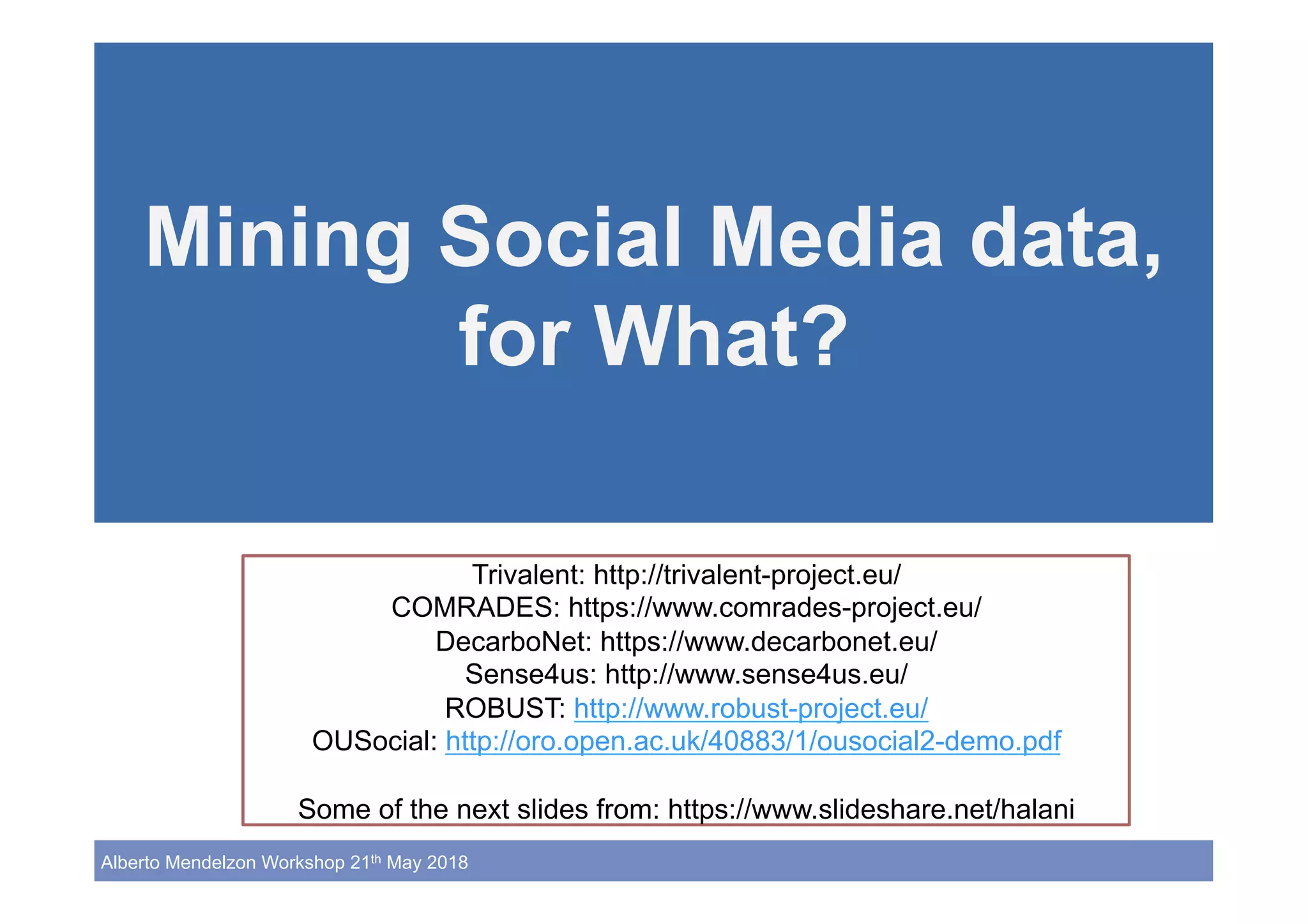 Introduction to Mining Social Media Data | PPT