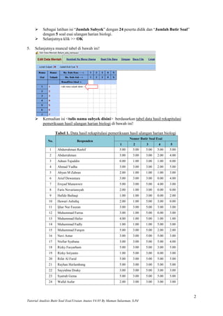 Tutorial analisis butir soal esai anates v4.05