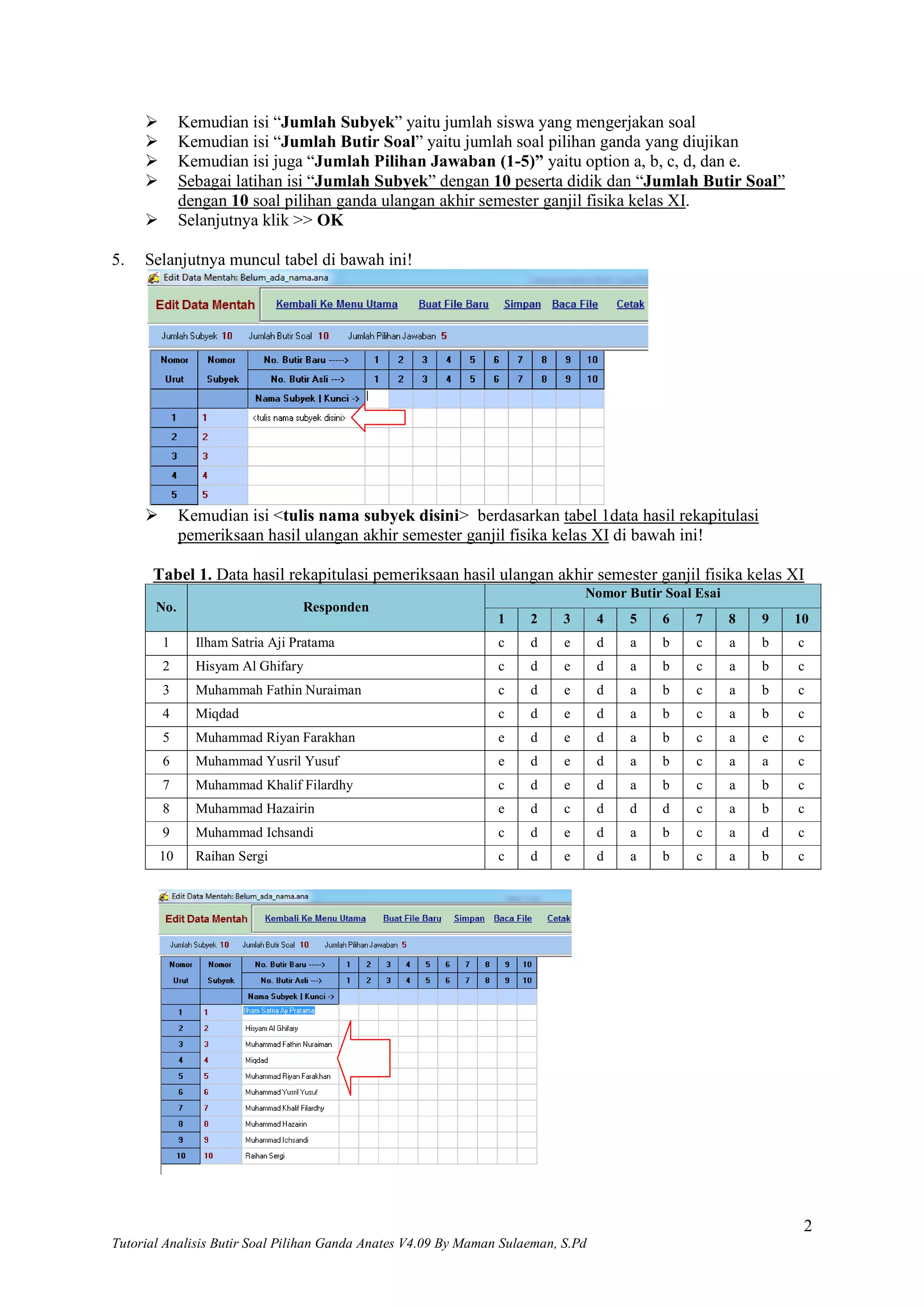 Tutorial analisis butir soal pilihan ganda anates v4.09