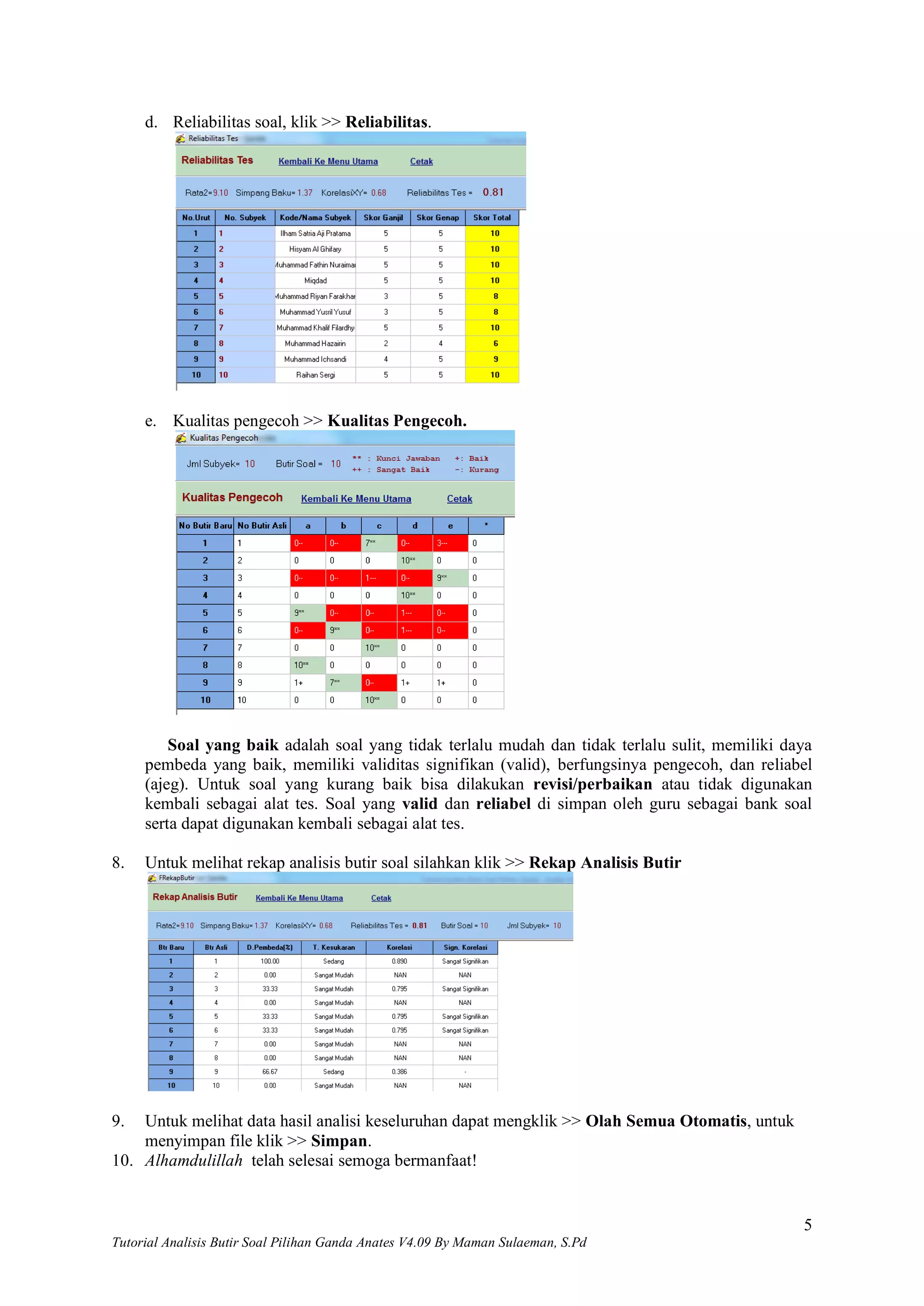 Tutorial analisis butir soal pilihan ganda anates v4.09