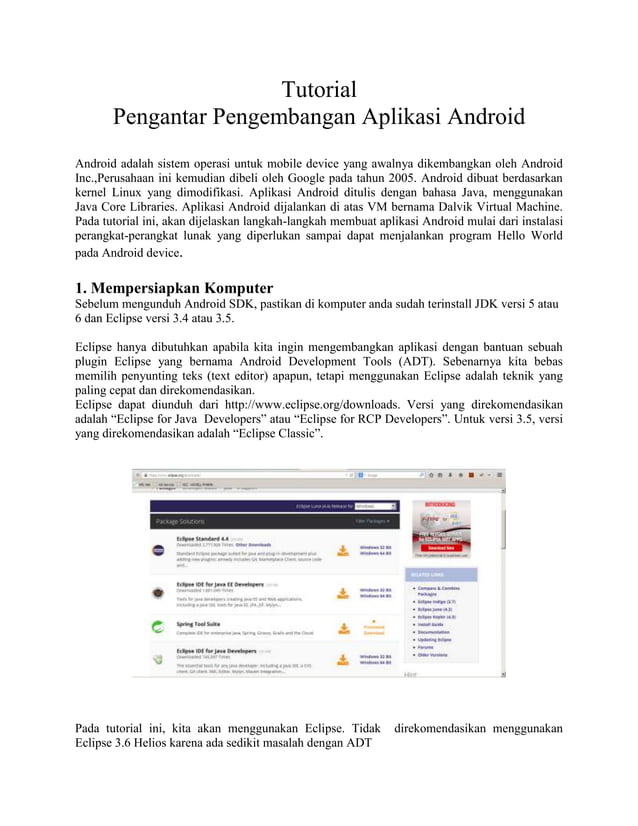 Introduction on Android programming Tutorial | DOCX